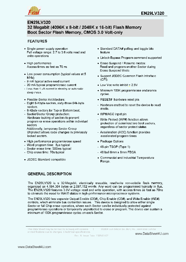 EN29LV320_1864237.PDF Datasheet Download --- IC-ON-LINE