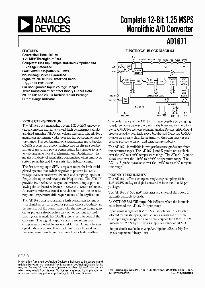 AD1671JP-REEL_1894441.PDF Datasheet Download --- IC-ON-LINE
