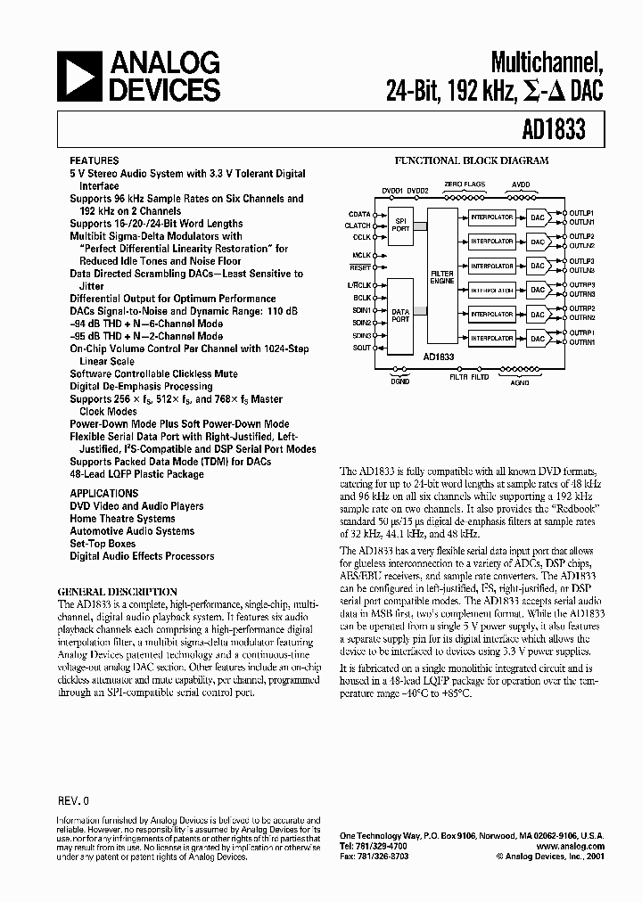 AD1833_1789907.PDF Datasheet Download --- IC-ON-LINE