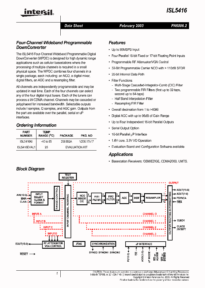 ISL5416_1909450.PDF Datasheet Download --- IC-ON-LINE