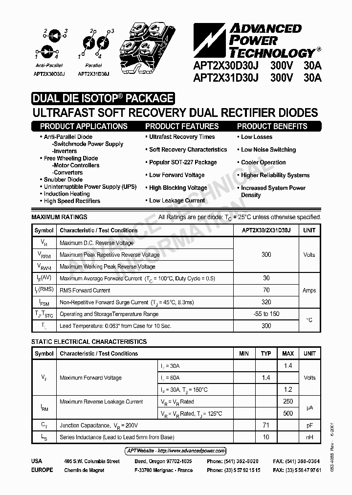 APT2X30D30J_1950854.PDF Datasheet Download --- IC-ON-LINE