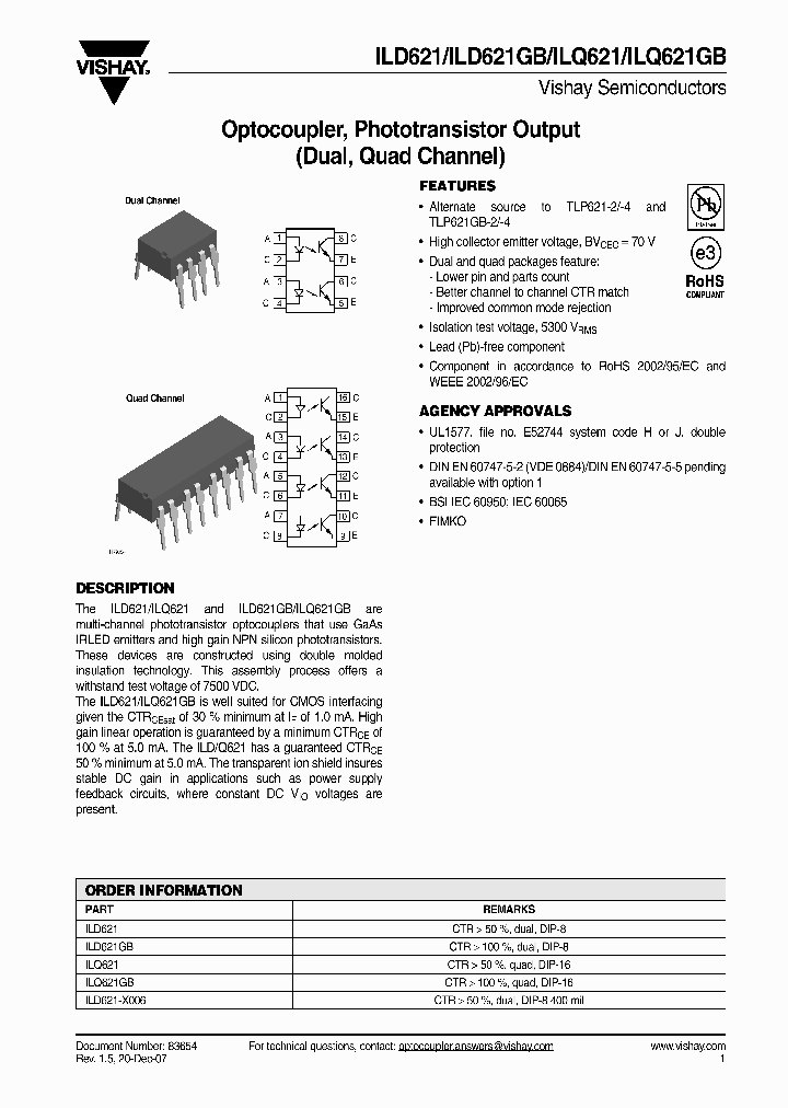 ILD621-X001_1921744.PDF Datasheet Download --- IC-ON-LINE