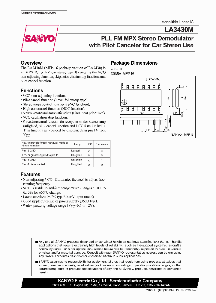 LA3430M_1944023.PDF Datasheet Download --- IC-ON-LINE