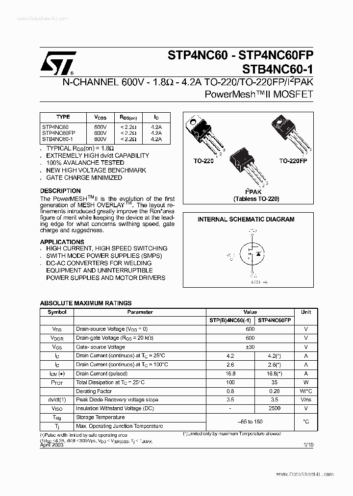 P4NC60_1961397.PDF Datasheet Download --- IC-ON-LINE