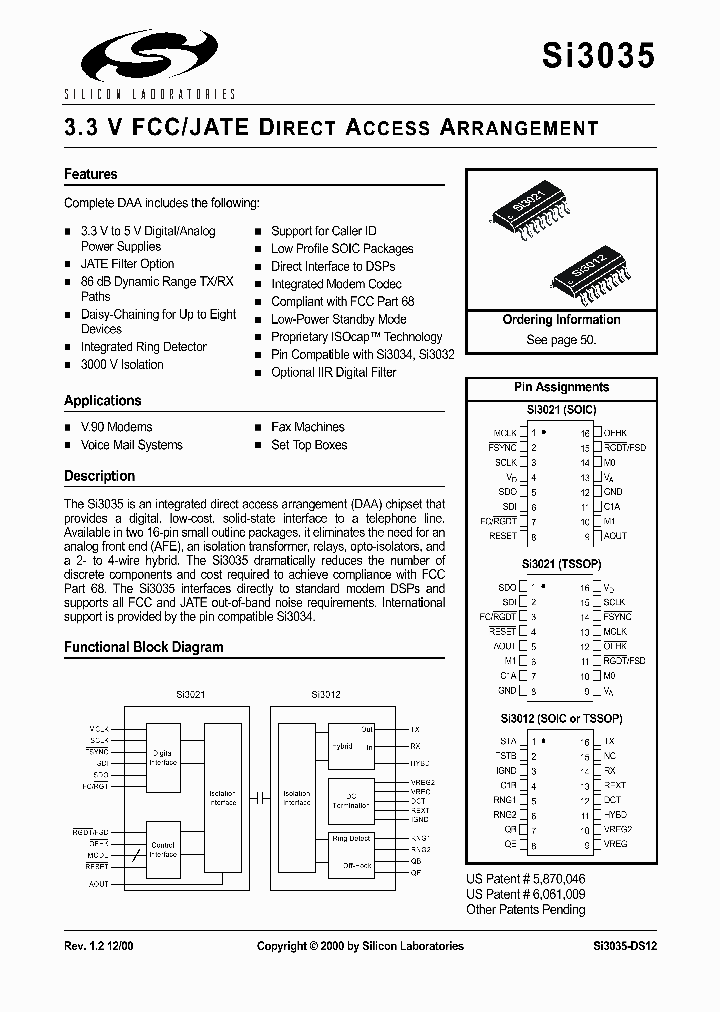 SI3035_1987103.PDF Datasheet Download --- IC-ON-LINE