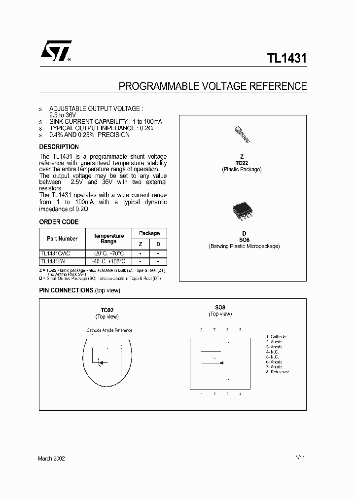 TL1431AIZ-AP_1994395.PDF Datasheet Download --- IC-ON-LINE