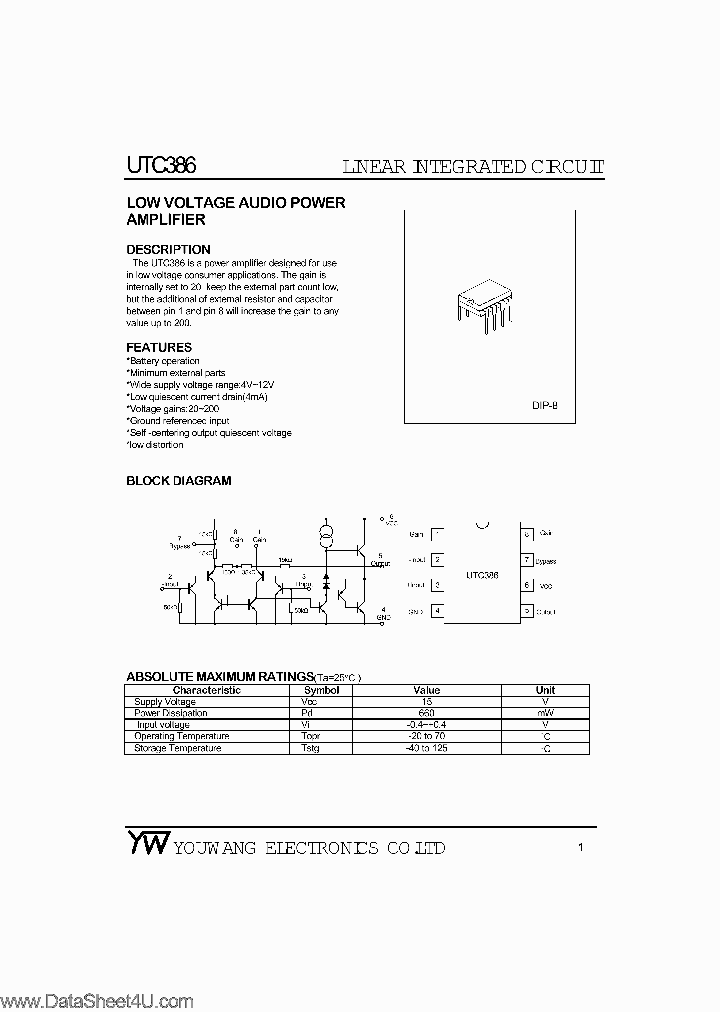 UTC386_1999057.PDF Datasheet Download --- IC-ON-LINE