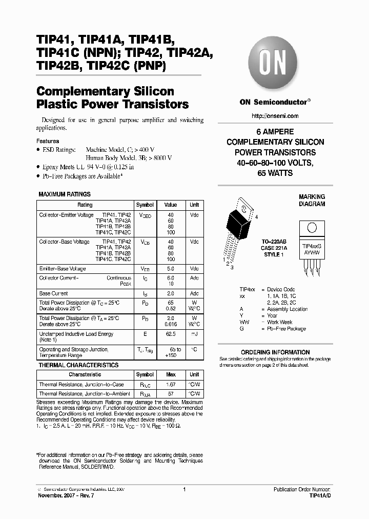 TIP41_1999655.PDF Datasheet Download --- IC-ON-LINE