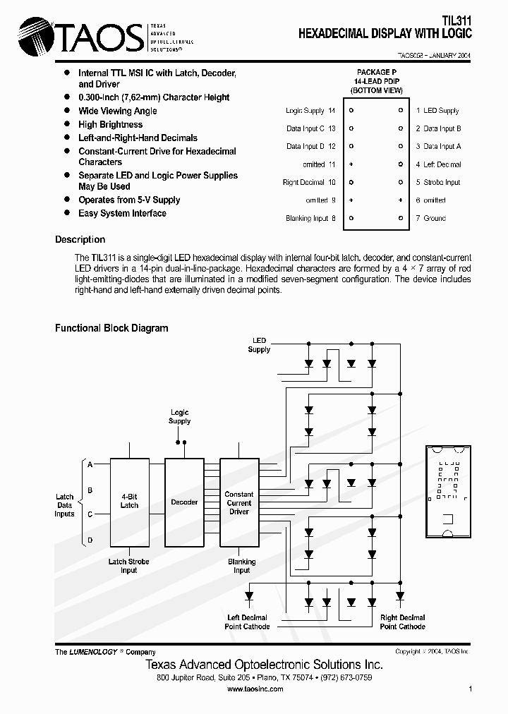 TIL311_2009728.PDF Datasheet Download --- IC-ON-LINE
