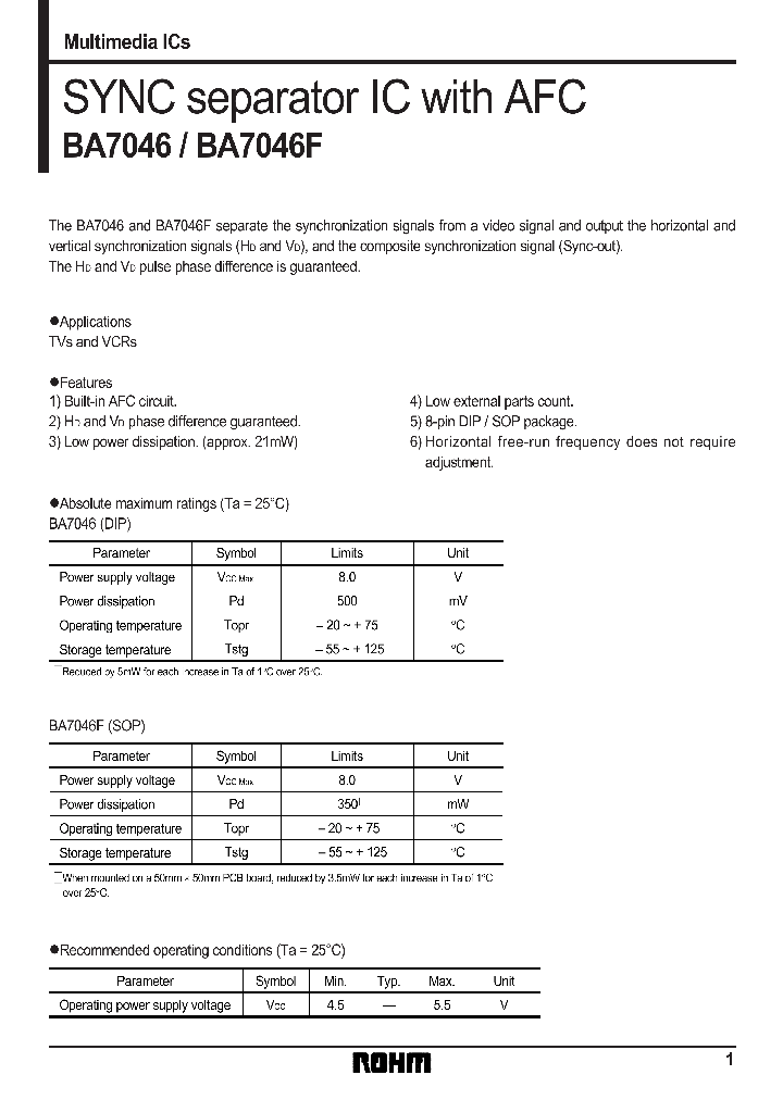 BA7046F_2034134.PDF Datasheet Download --- IC-ON-LINE