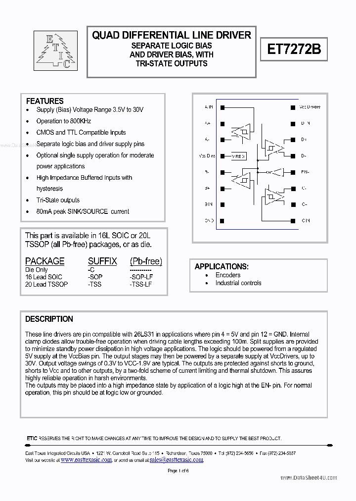 ET7272B_2053863.PDF Datasheet Download --- IC-ON-LINE