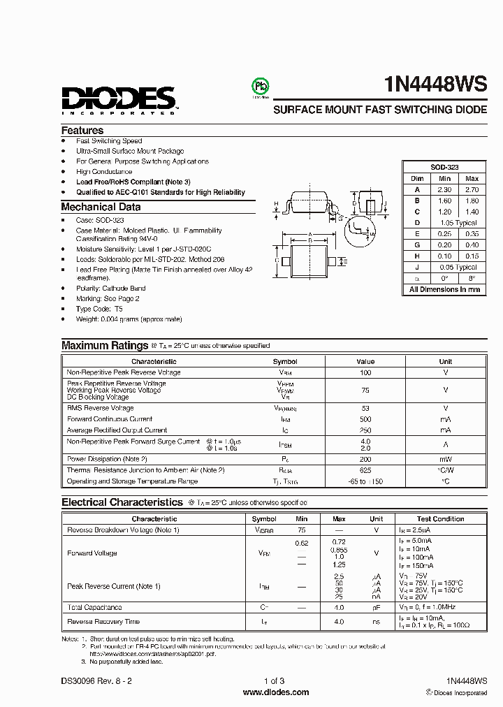 1N4448WS-7-F_2068409.PDF Datasheet Download --- IC-ON-LINE