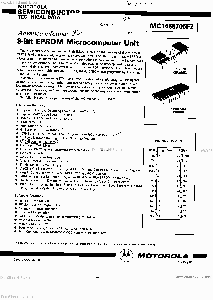 MC1468705F2_2088160.PDF Datasheet Download --- IC-ON-LINE