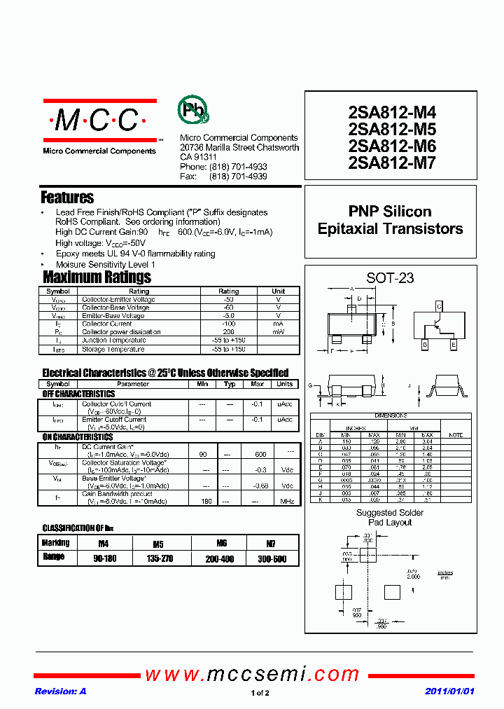 2SA812-M4_2090684.PDF Datasheet Download --- IC-ON-LINE