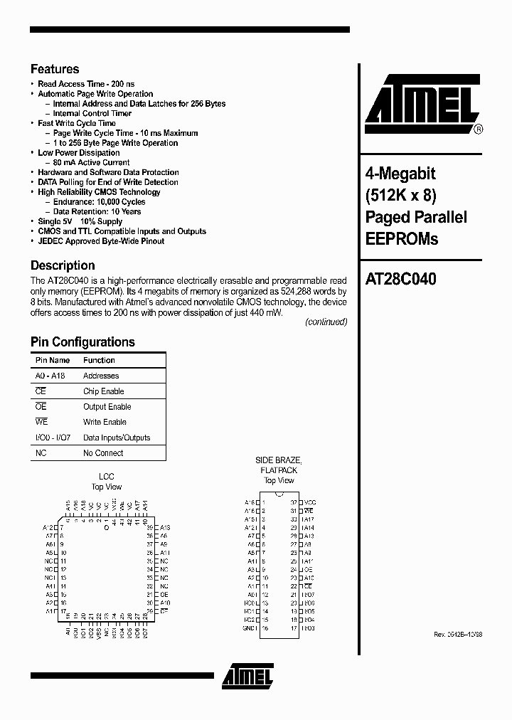 AT28C040_2094385.PDF Datasheet Download --- IC-ON-LINE