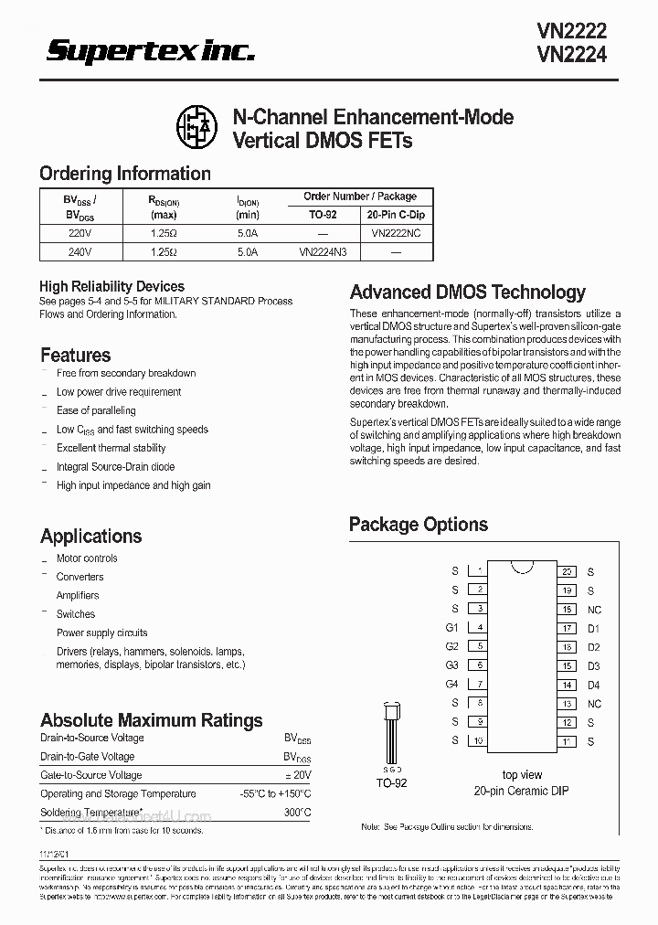 VN2222_2124971.PDF Datasheet Download --- IC-ON-LINE