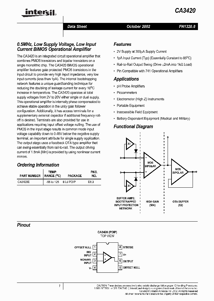 CA3420_2158562.PDF Datasheet Download --- IC-ON-LINE