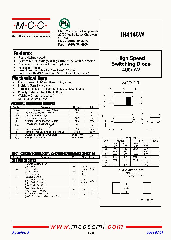 1N4148W_2193664.PDF Datasheet Download --- IC-ON-LINE