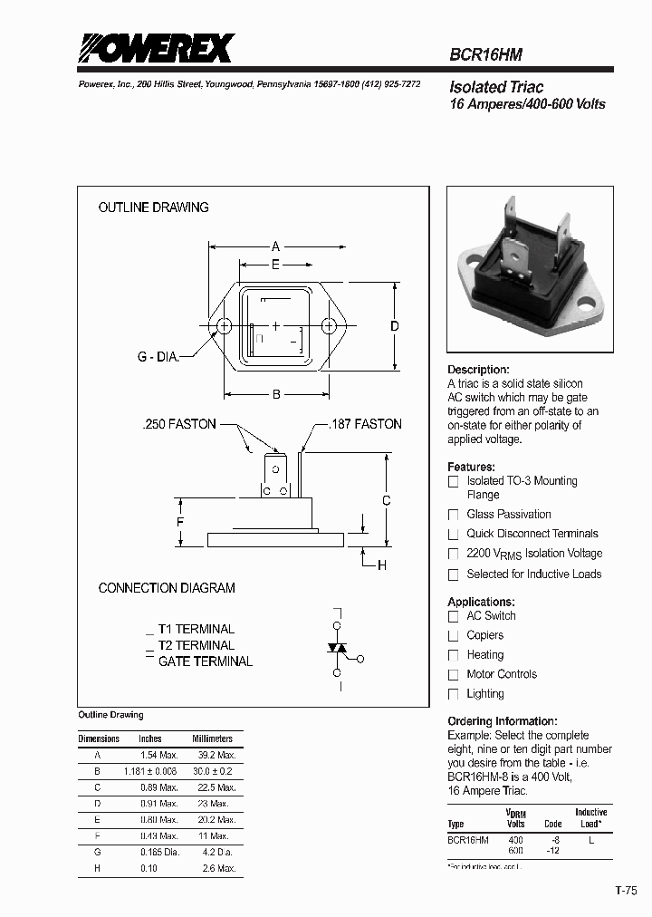 BCR16HM-12_2197515.PDF Datasheet Download --- IC-ON-LINE