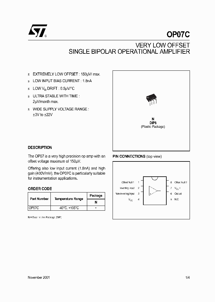 OP07C_2210197.PDF Datasheet Download --- IC-ON-LINE