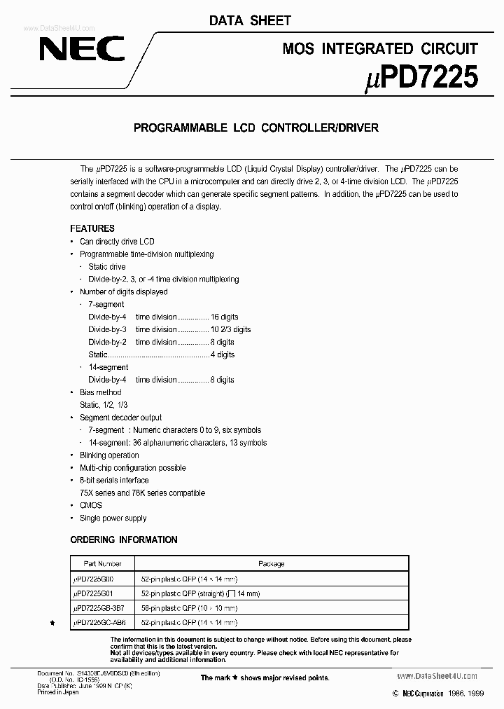 D7225G_2230397.PDF Datasheet Download --- IC-ON-LINE