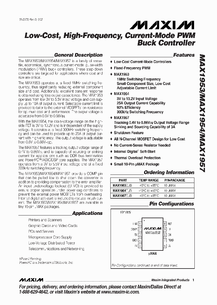 MAX1953_2236330.PDF Datasheet Download --- IC-ON-LINE