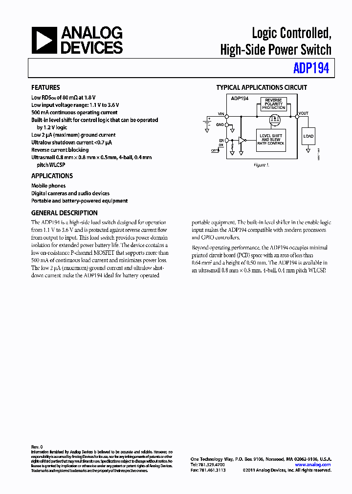 ADP194ACBZ-R7_2357685.PDF Datasheet Download --- IC-ON-LINE