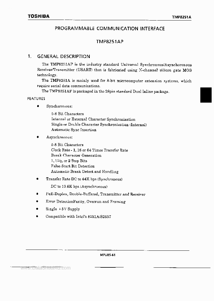 TMP8251AP_2344954.PDF Datasheet Download --- IC-ON-LINE