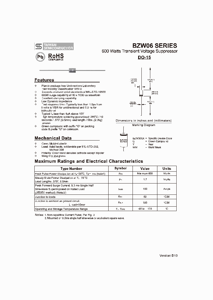 BZW06-40_2393923.PDF Datasheet Download --- IC-ON-LINE