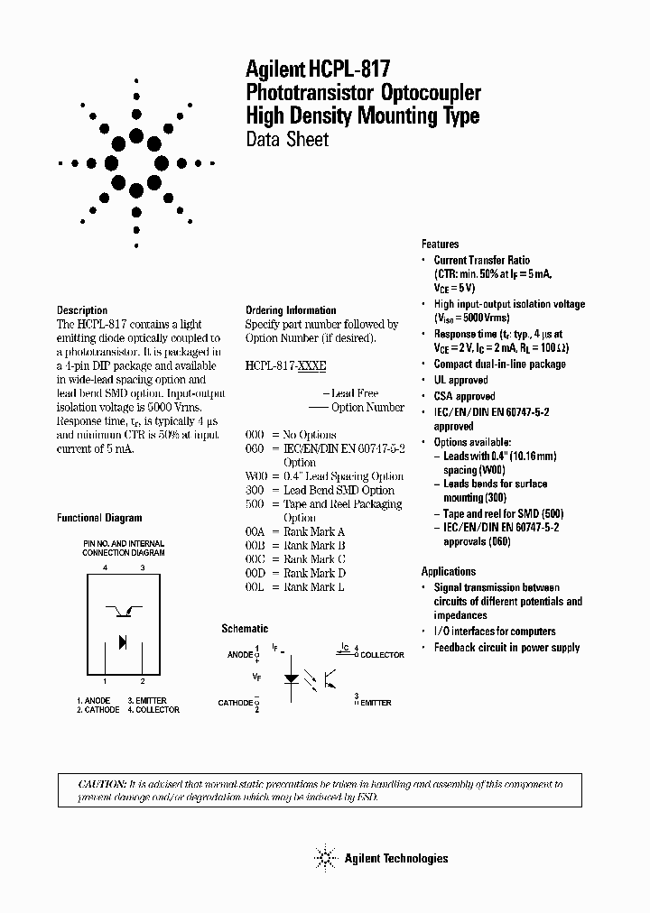HCPL-817-000E_2537040.PDF Datasheet Download --- IC-ON-LINE
