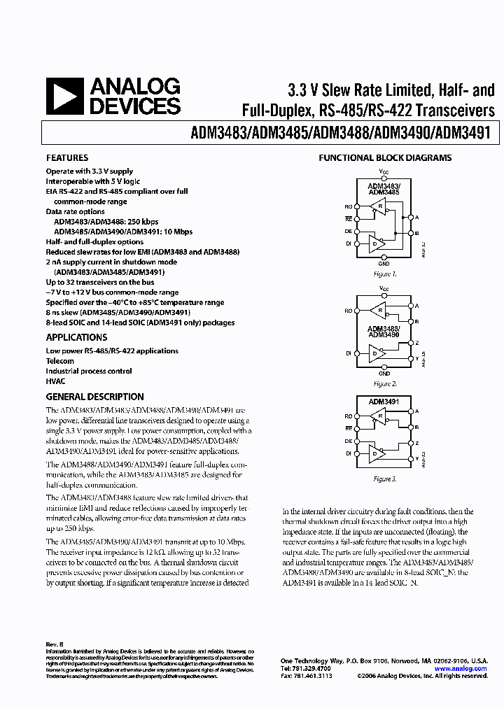 ADM3491ARZ_2547761.PDF Datasheet Download --- IC-ON-LINE