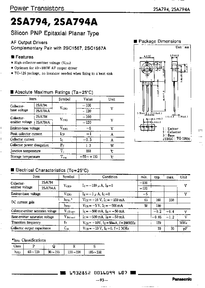 2SA794P_2573641.PDF Datasheet Download --- IC-ON-LINE