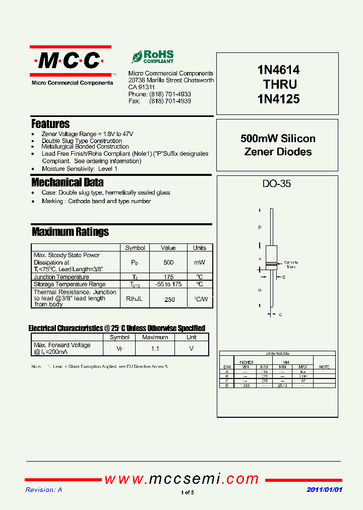 1N4099_2715089.PDF Datasheet Download --- IC-ON-LINE