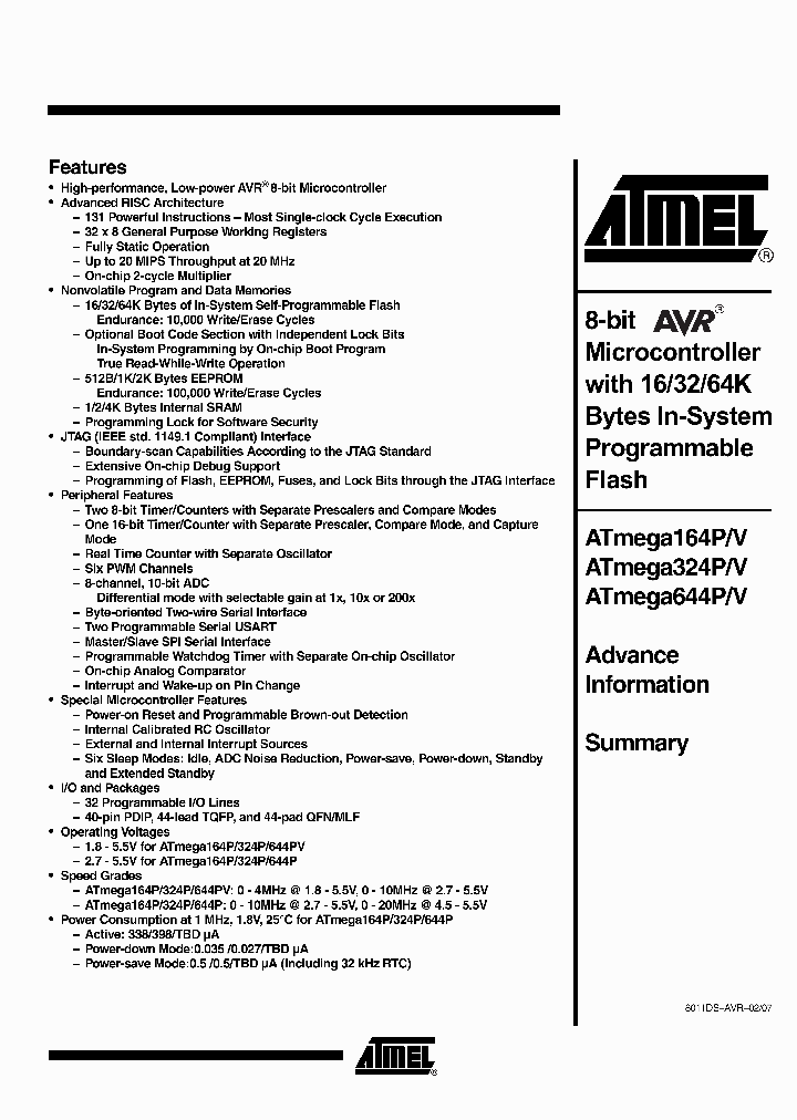 ATMEGA644PV-10MU_2722637.PDF Datasheet Download --- IC-ON-LINE