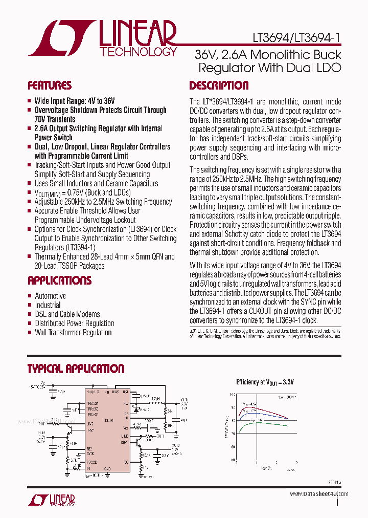 LT3694_2743455.PDF Datasheet Download --- IC-ON-LINE