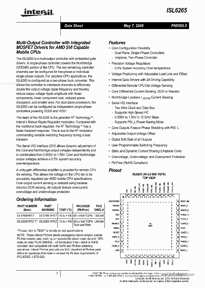 ISL6265_2750847.PDF Datasheet Download --- IC-ON-LINE