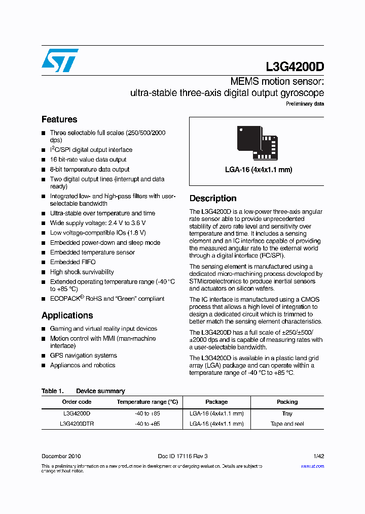 L3G4200D_2753300.PDF Datasheet Download --- IC-ON-LINE
