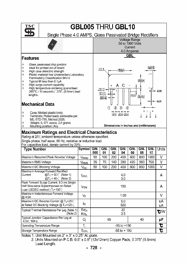GBL08_2767823.PDF Datasheet Download --- IC-ON-LINE