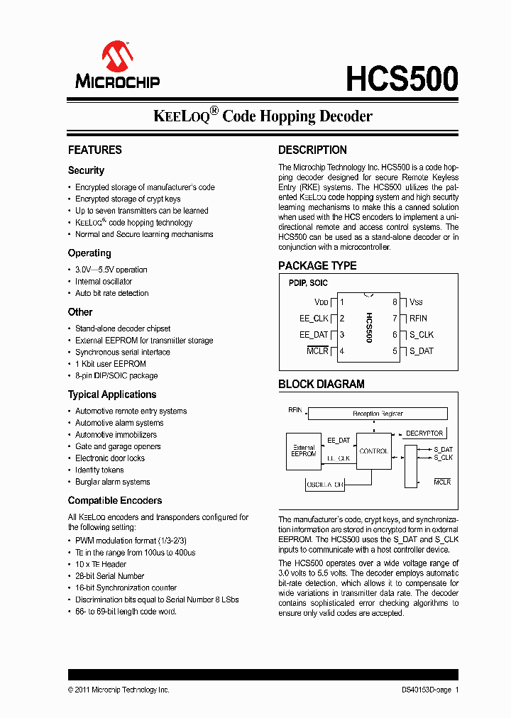 HCS500_2777480.PDF Datasheet Download --- IC-ON-LINE