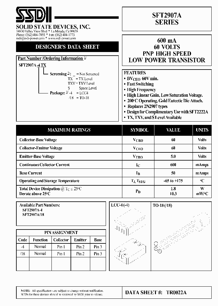 SFT2907A_2795961.PDF Datasheet Download --- IC-ON-LINE