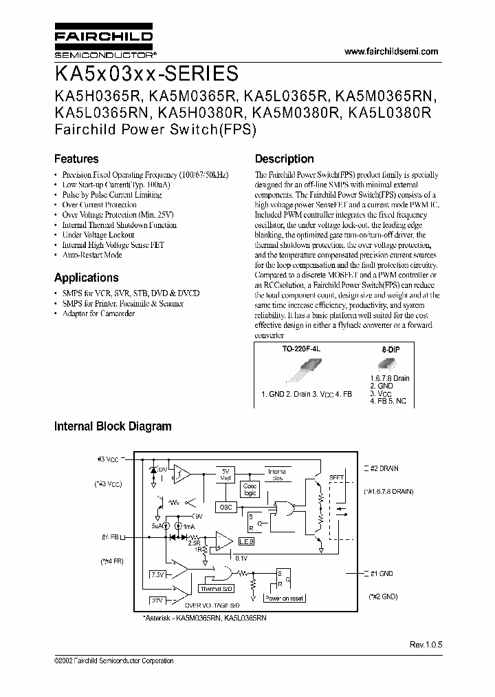 KA5M0380RYDTU_2855307.PDF Datasheet Download --- IC-ON-LINE