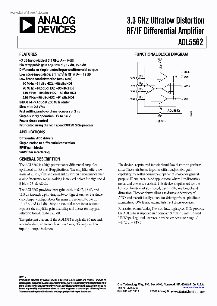 ADL5562_2912883.PDF Datasheet Download --- IC-ON-LINE