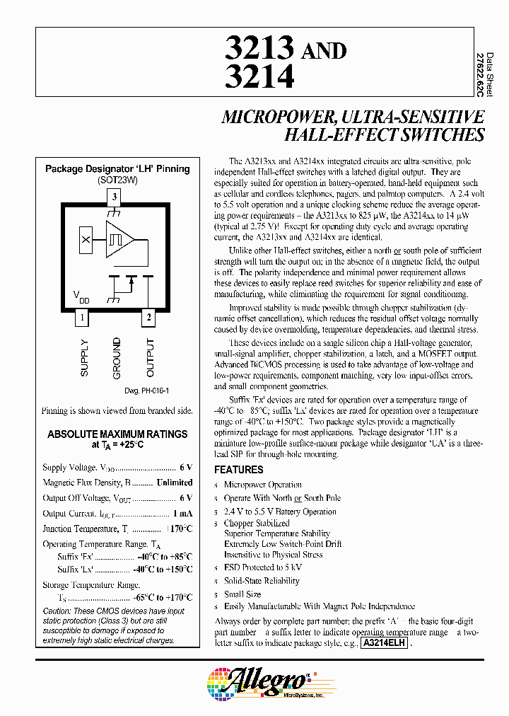A3214LUA_3051424.PDF Datasheet Download --- IC-ON-LINE