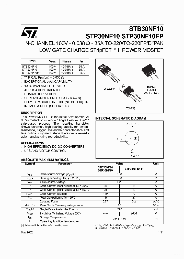 P30NF10_3129470.PDF Datasheet Download --- IC-ON-LINE