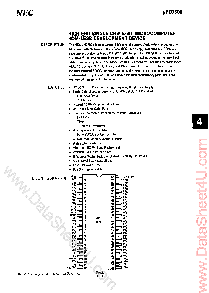 UPD7800_3135045.PDF Datasheet Download --- IC-ON-LINE