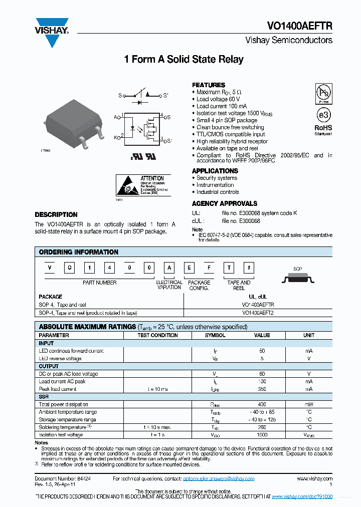 VO1400AEFTR_3172676.PDF Datasheet Download --- IC-ON-LINE
