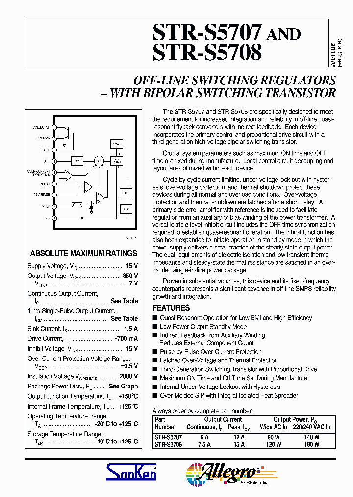 STR-S5708_3181763.PDF Datasheet Download --- IC-ON-LINE