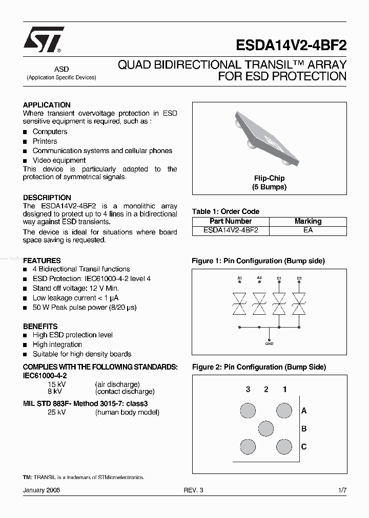 ESDA14V2-4BF2_3305329.PDF Datasheet Download --- IC-ON-LINE