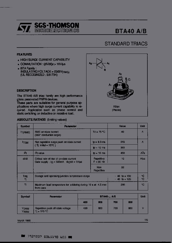 BTA40-400A_3330782.PDF Datasheet Download --- IC-ON-LINE