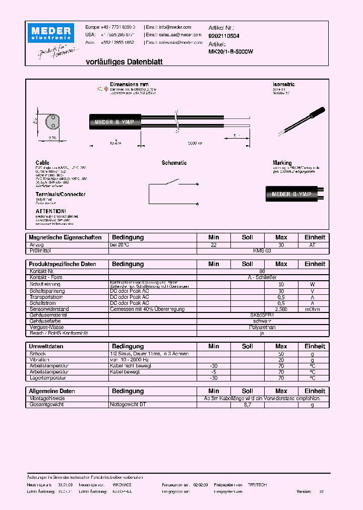 MK20-1-B-5000WDE_3435265.PDF Datasheet Download --- IC-ON-LINE